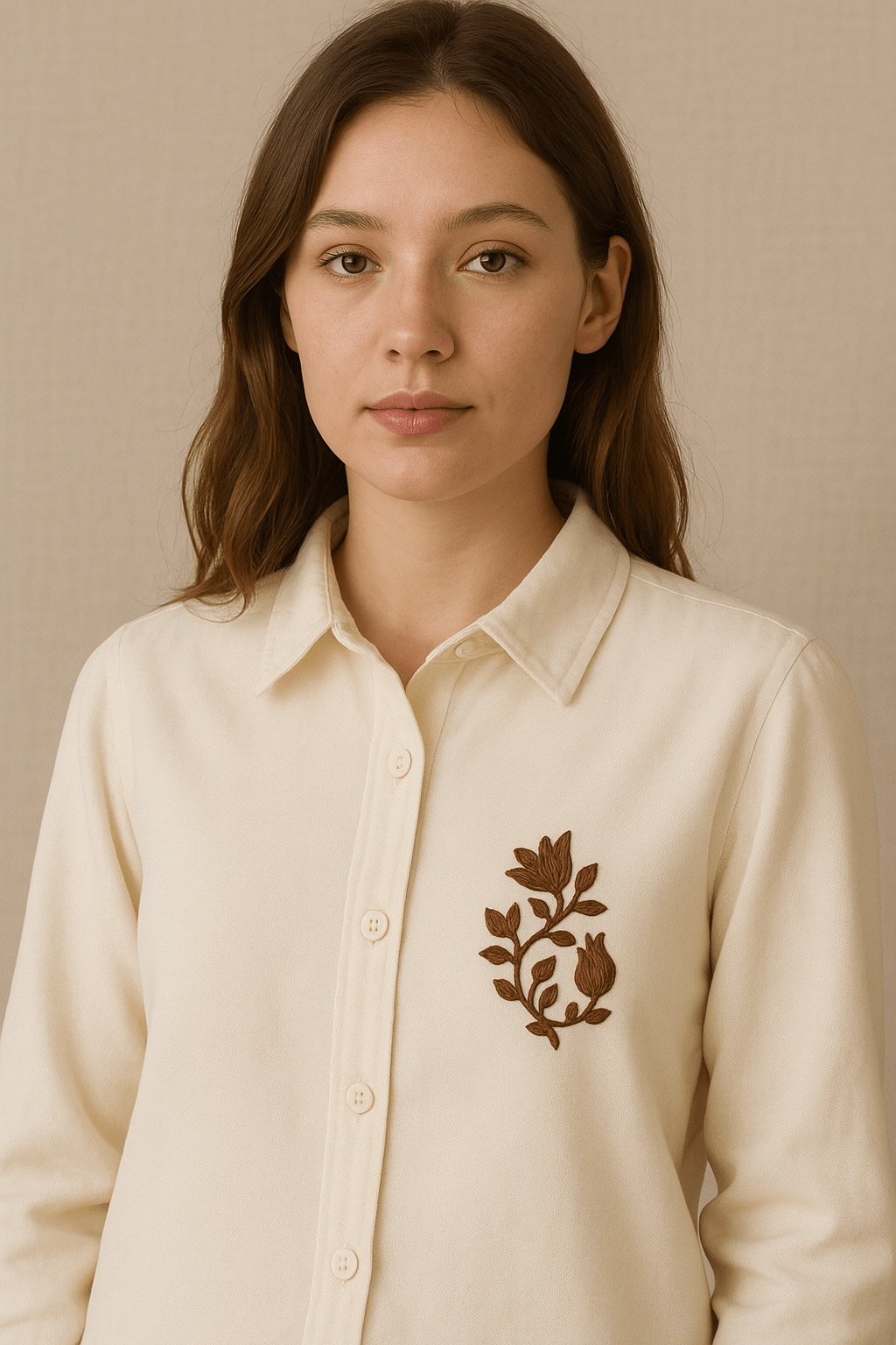 Free Hand Embroidery Pattern – Elegant Brown Floral Motif - Custom ...