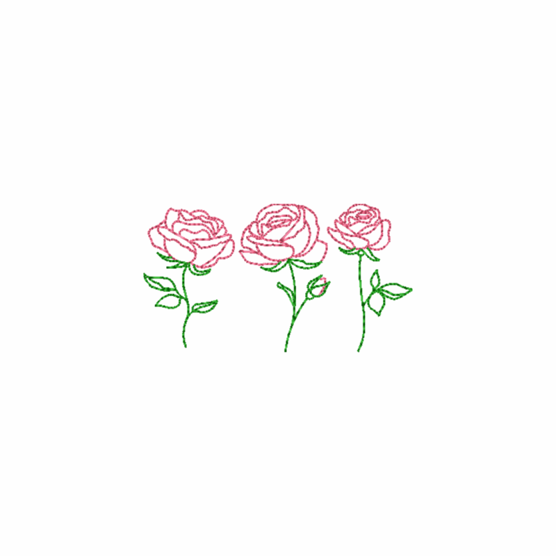 Free Machine Embroidery Design – Trio of Rose Flowers (Red work Outline ...