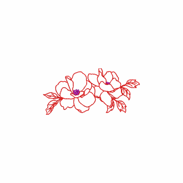 Free Machine Embroidery Design – Two Flowers with Leaves (Red work ...